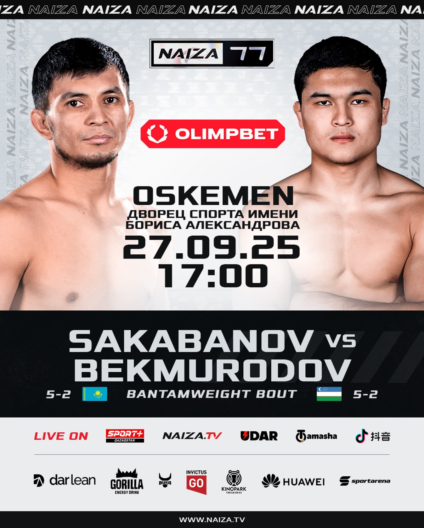 2025年9月27日Naiza FC 77 – 直播[赛后视频] SAGYN VS SAYASSATOV | Naiza Fighting ...