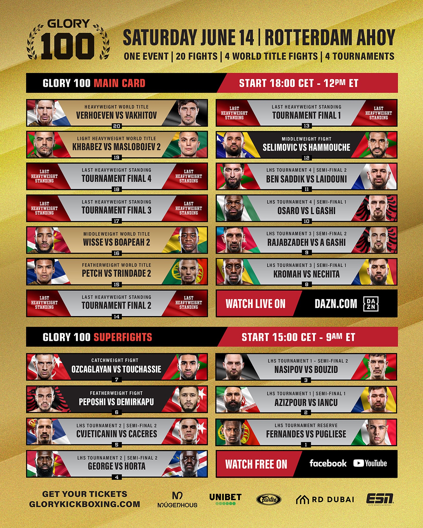 2025年6月14日Glory荣耀格斗100 – 直播[赛后视频] Verhoeven vs Vakhitov | GLORY Kickboxing