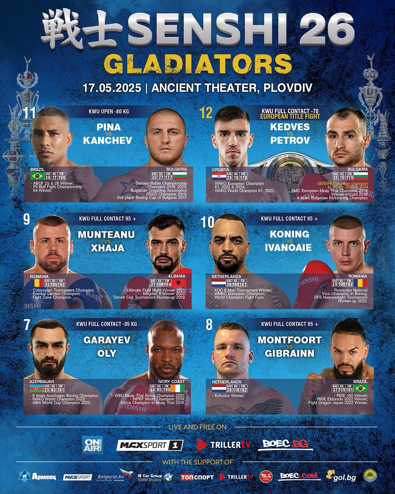 2025年5月18日戦士SENSHI 26: Gladiators – 直播[赛后视频] LIVE STREAMING | Andrej Kedves vs Dragomir Petro
