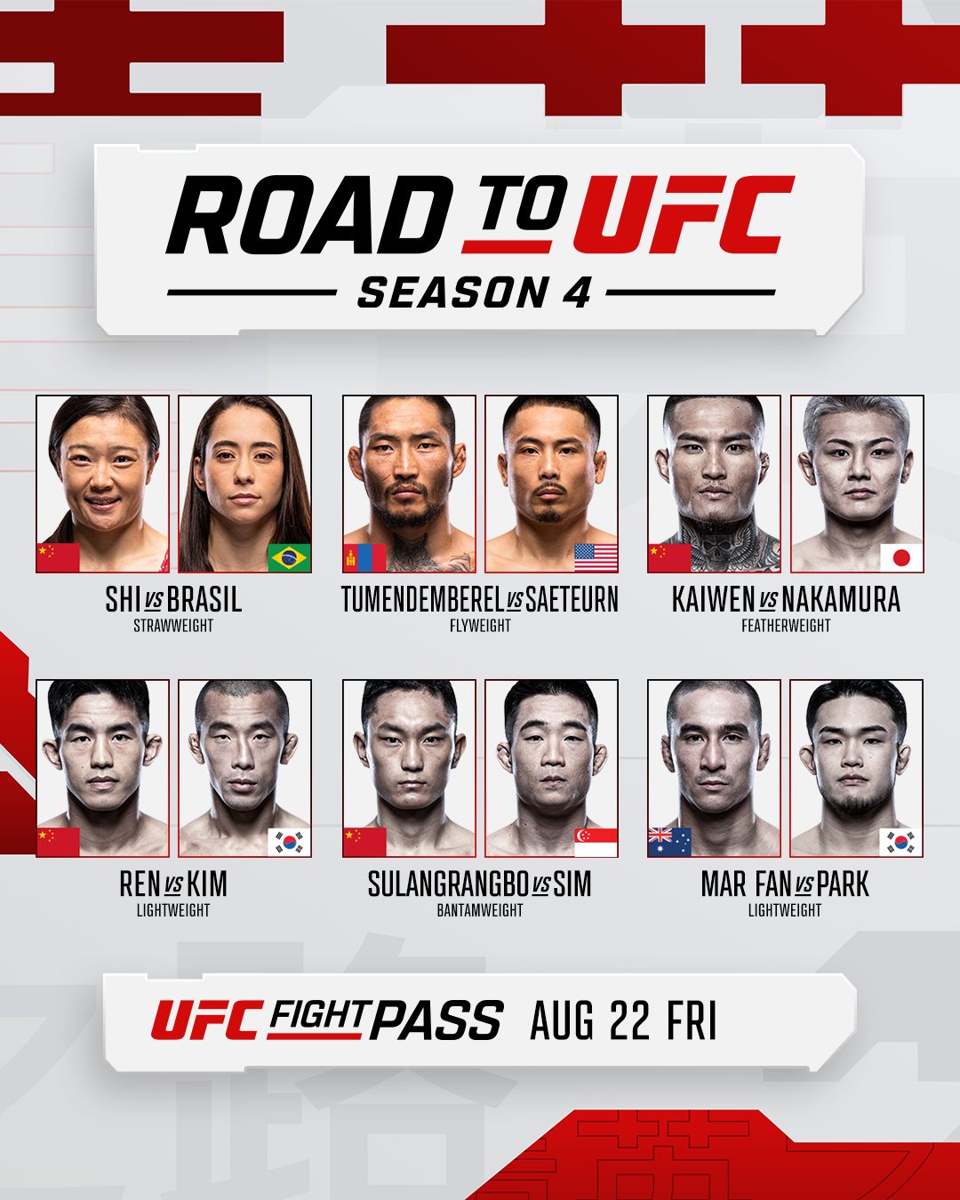 2025年8月22日UFC精英之路第4季半决赛 – 直播[赛后视频] Road to UFC: Shanghai Season 4 ...