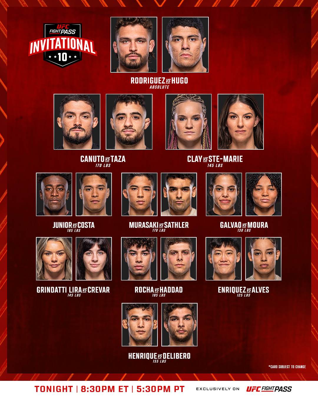 2025年3月7日UFC Fight Pass Invitational 10 – 战报[赛后视频] Rodriguez vs. Hugo ...