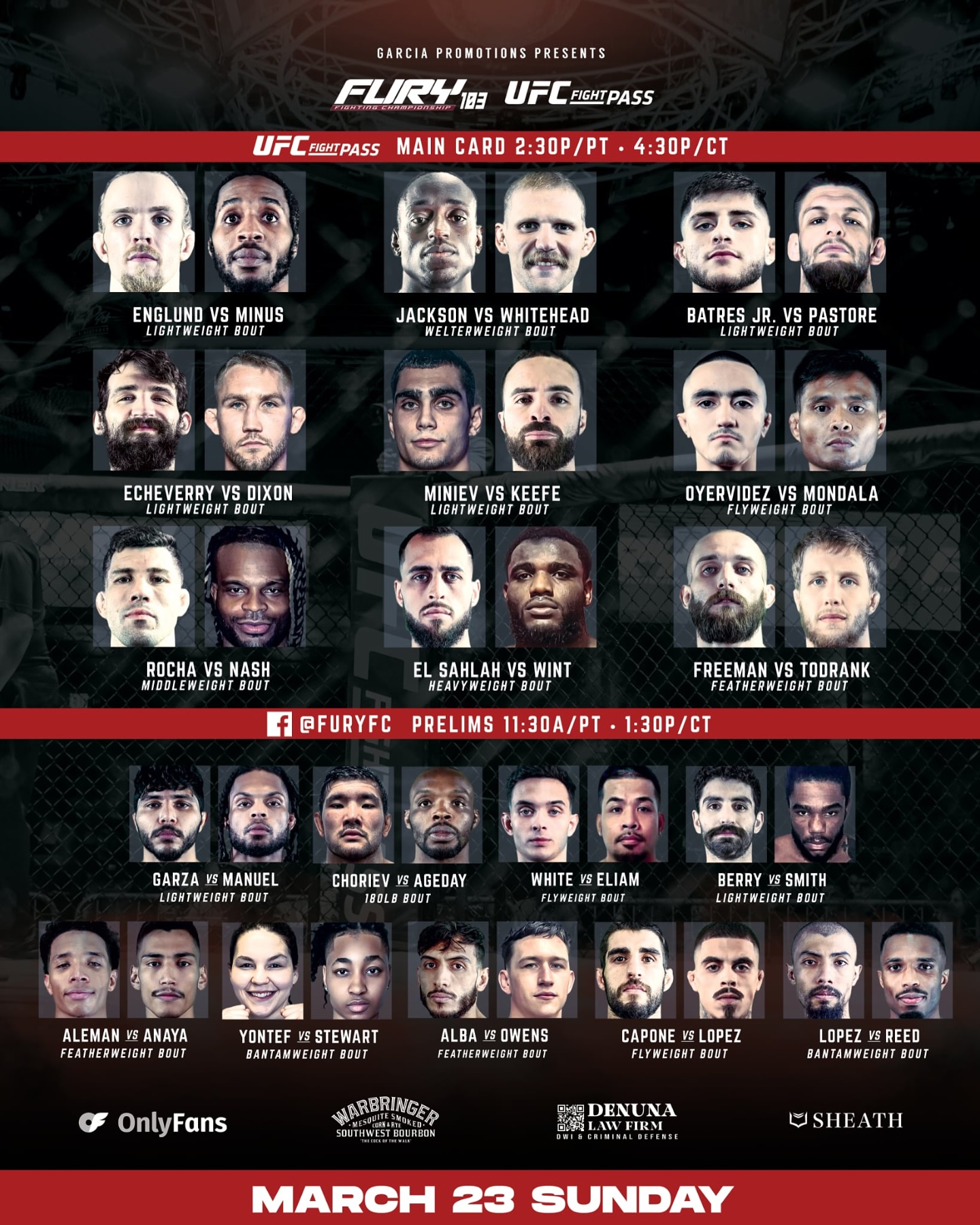 2025年3月24日Fury FC 103 – 战报[赛后视频] Englund vs. Minus – Mar 23 | Fury Fighting Championship